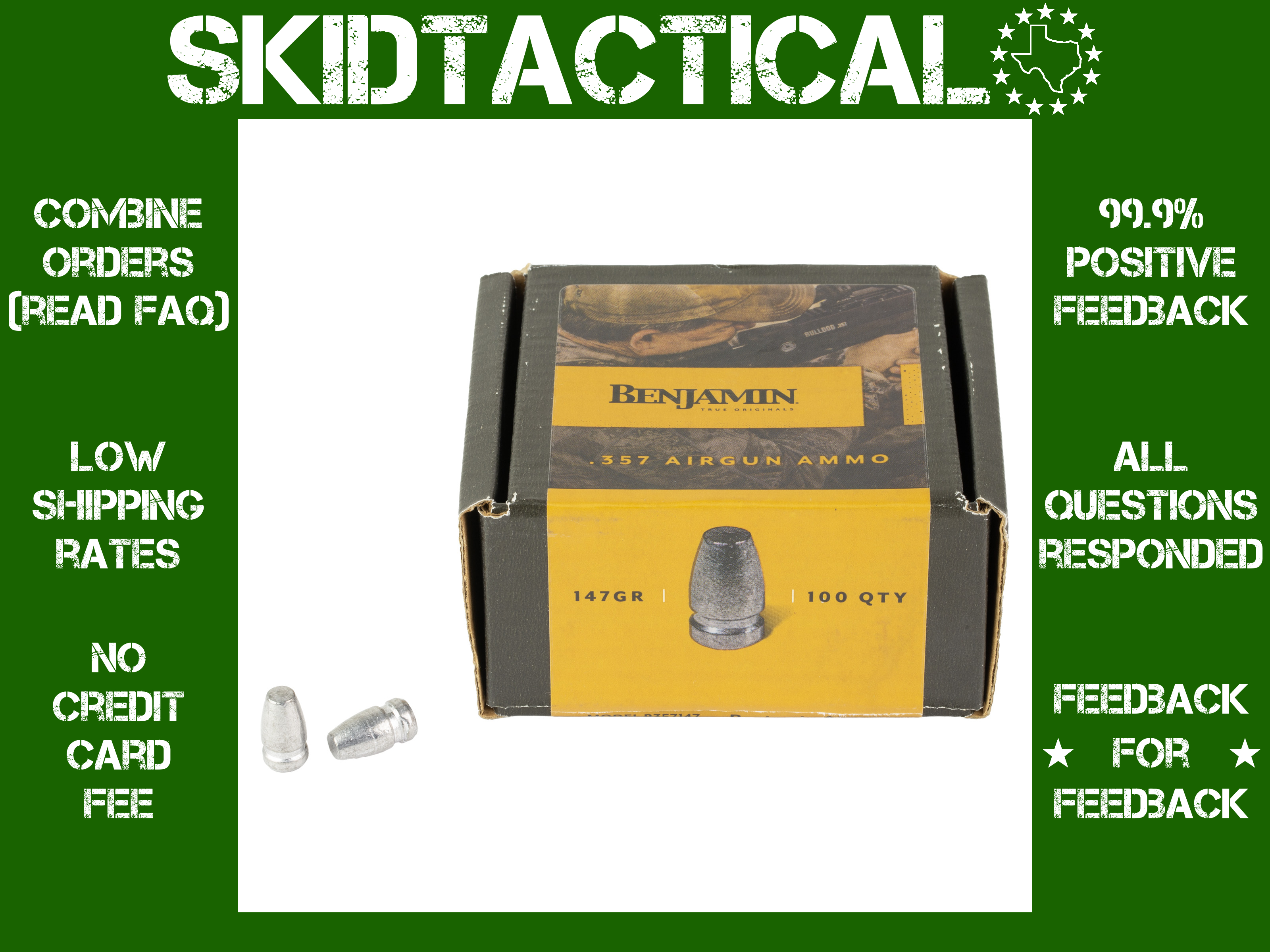 Benjamin Sheridan B357147 357 Caliber Pellets - 100 - Silver - Air Gun ...