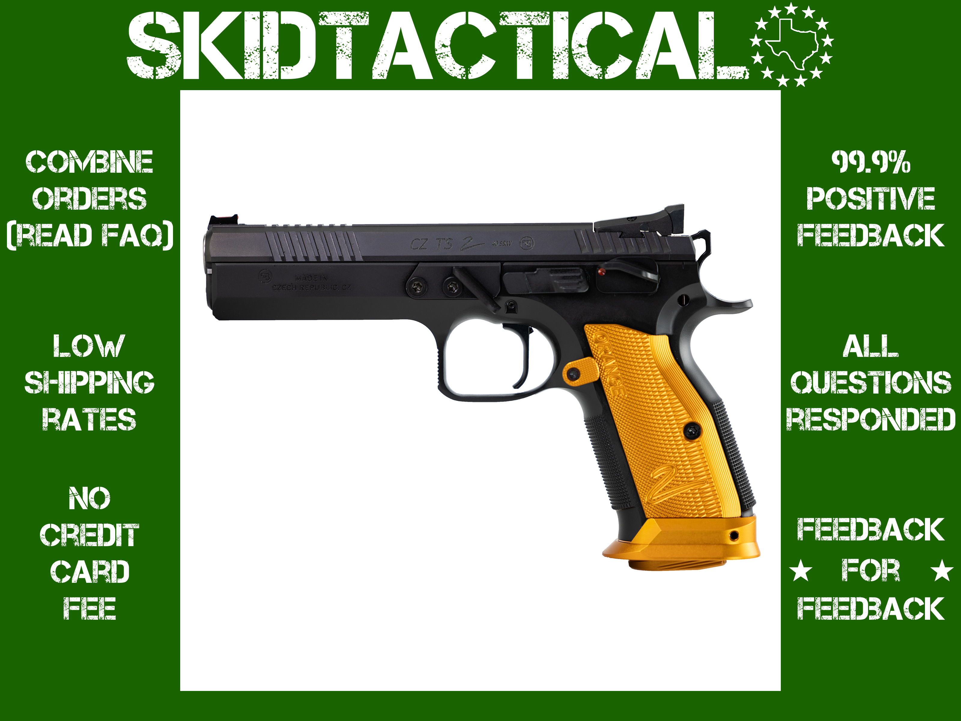 CZ 75 Tactical Sport Orange Single Action Only 5.2" 9mm 20rd Fiber ...