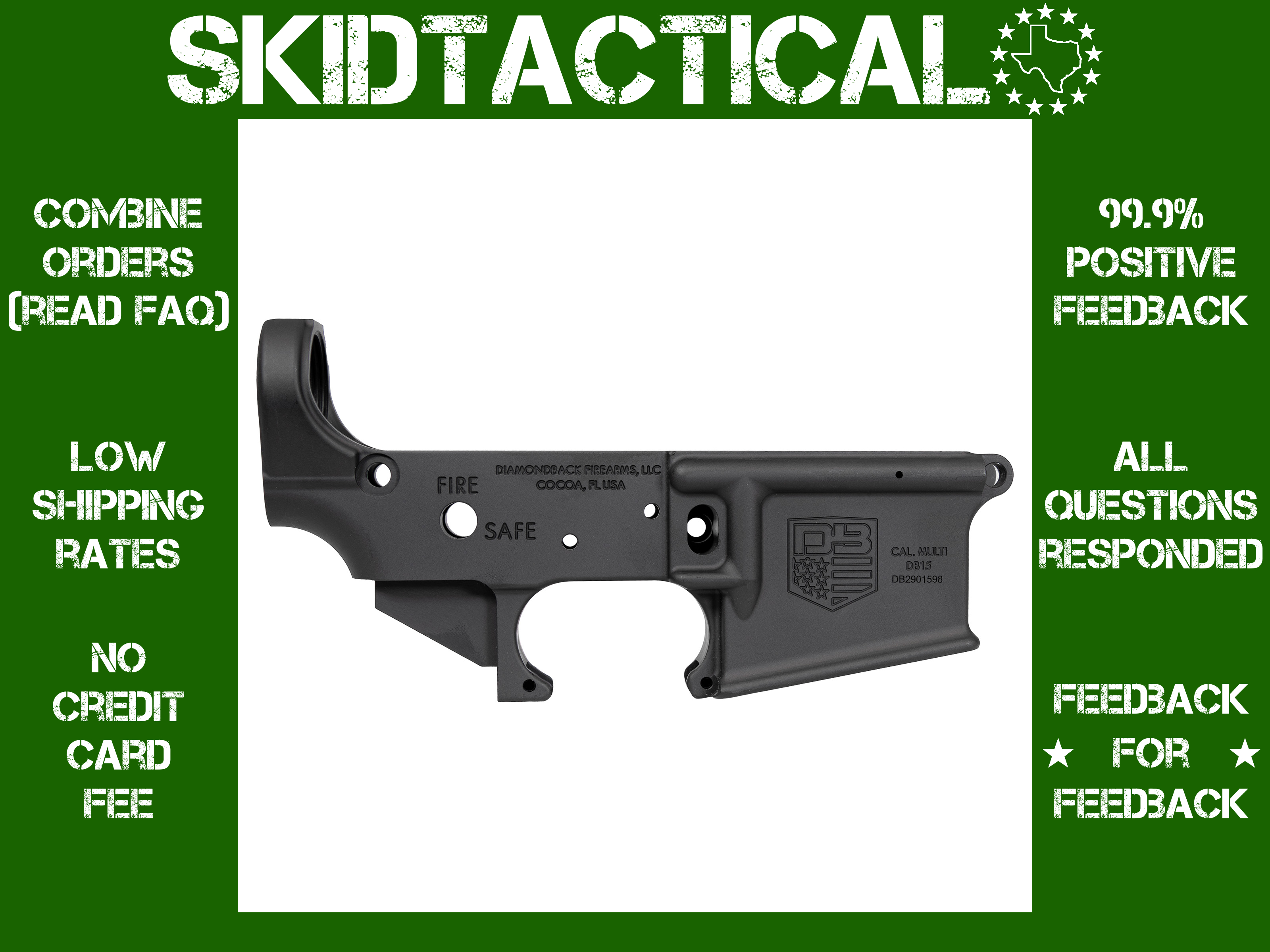 Diamondback DB15 Stripped Lower Receiver Multi - Black - Rifle Lowers ...