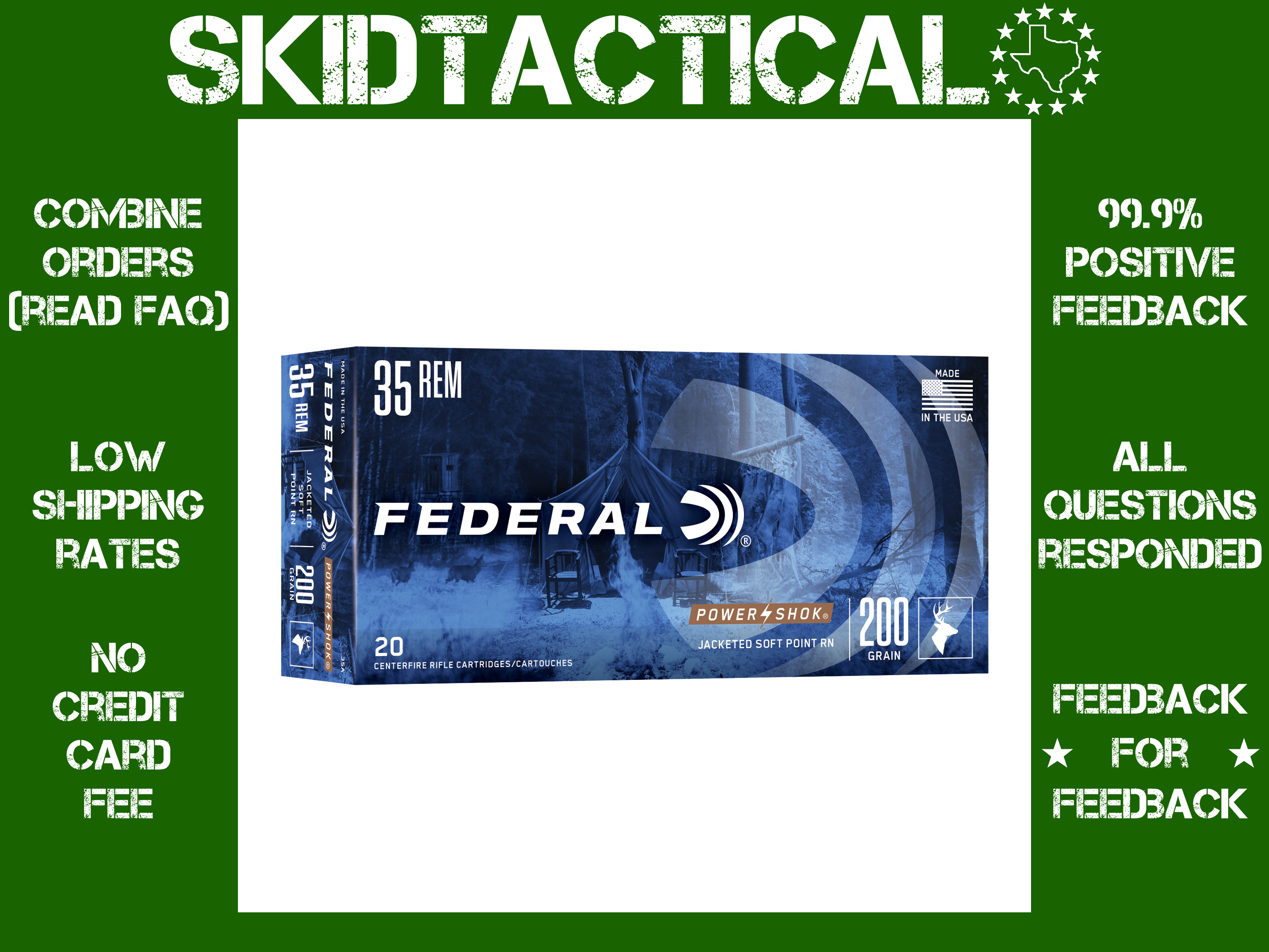 Federal PowerShok 35 Remington 200gr Soft Point - 20rd - Rifle ...
