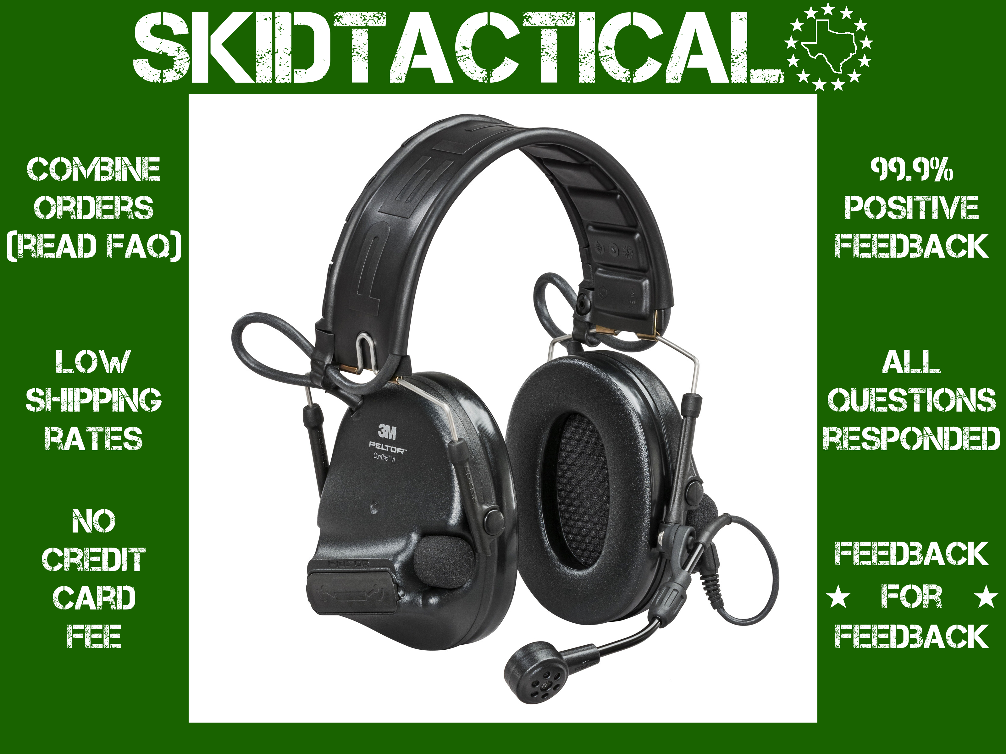 3M/Peltor ComTac VI Defender Electronic Earmuff - Black - Shooting ...