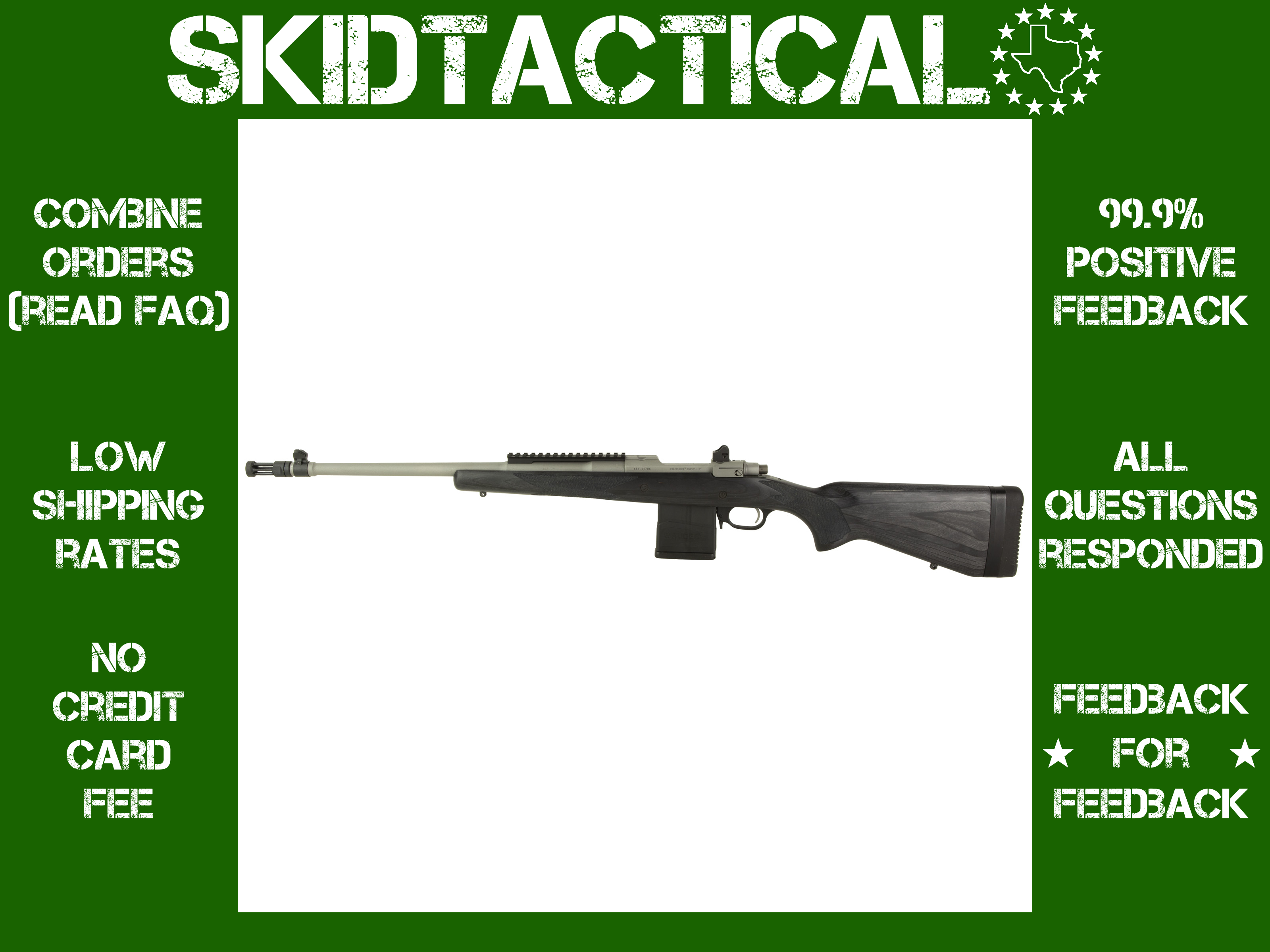 Ruger Scout Rifle 18.7" 308 Winchester 10rd Adjustable Rear Sight ...