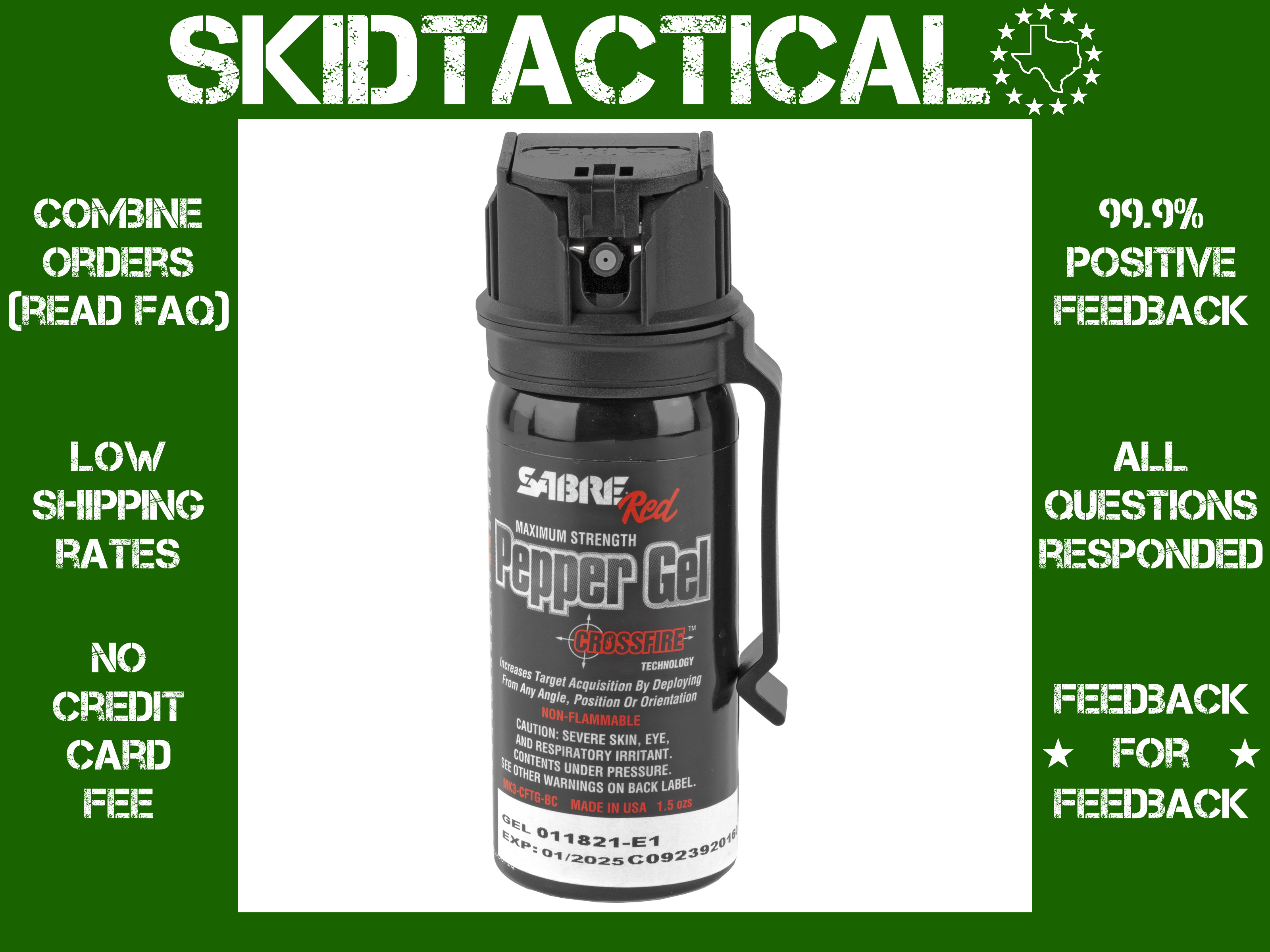 Sabre Crossfire Pepper Gel 1.8oz - Black - Less-Lethal Weapons at ...