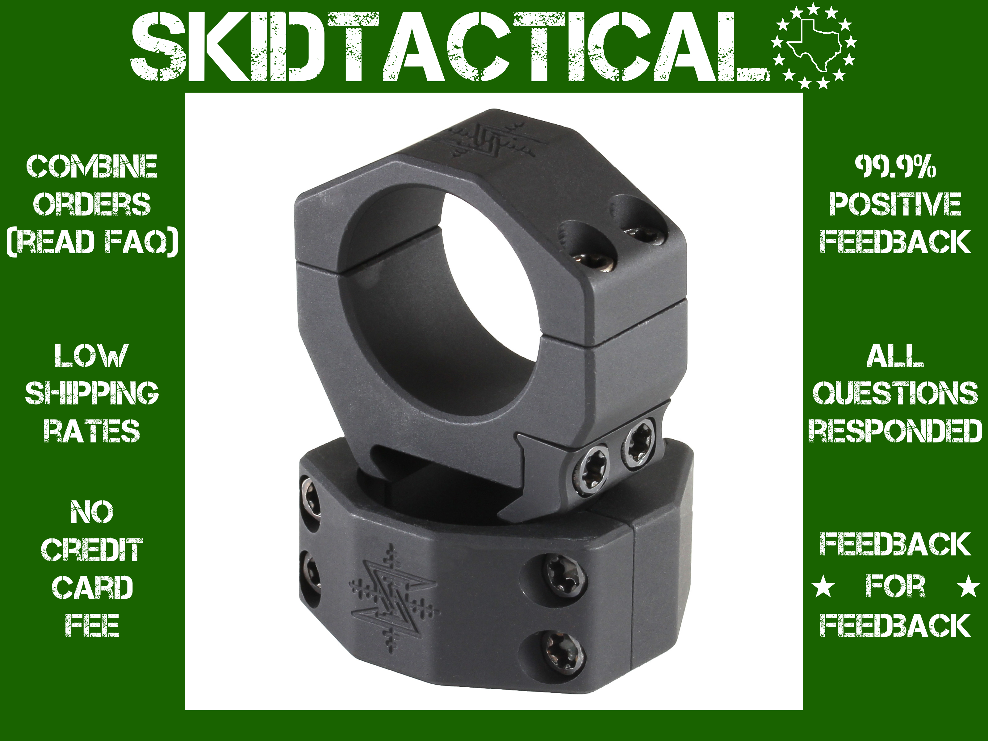 Seekins Precision .87" Medium Ring 30mm - Black - Scope Accessories ...