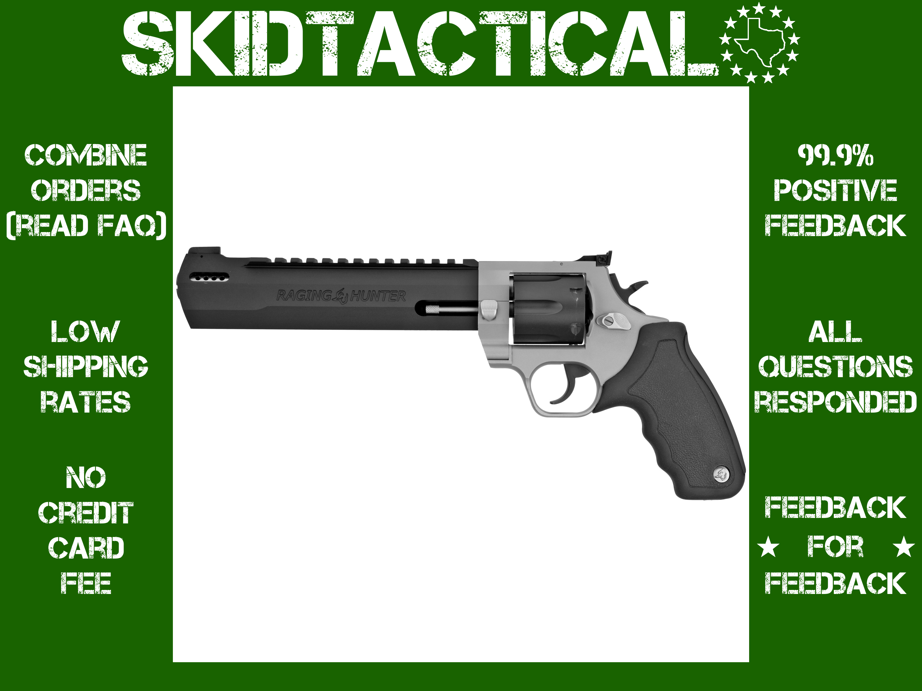 Taurus Raging Hunter 8.37" 44 Magnum 6rd - Silver, Black - Revolvers at ...