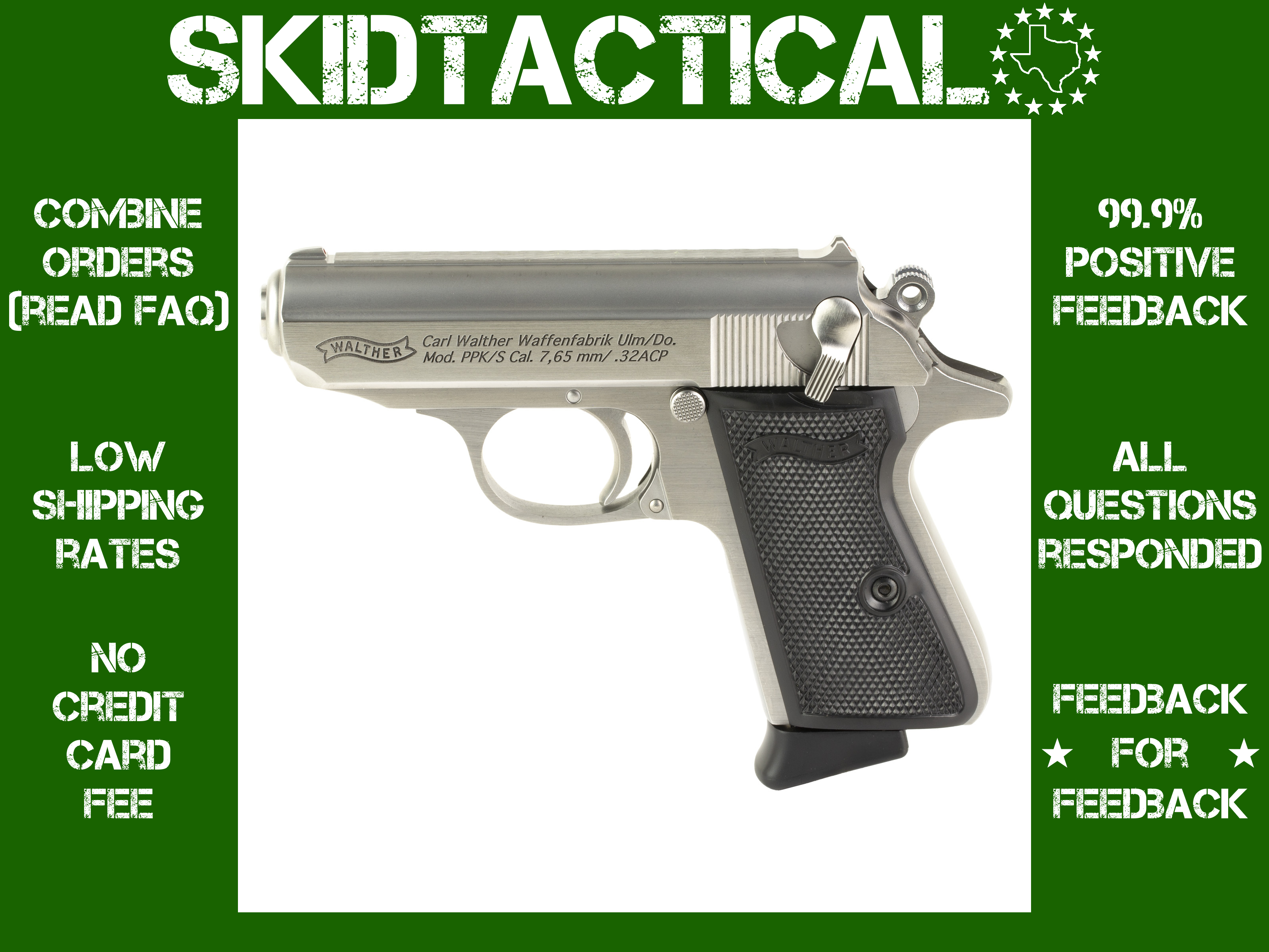 Walther PPK/S 3.3" 32 ACP 8rd Fixed Sights - Silver - Semi Auto Pistols ...