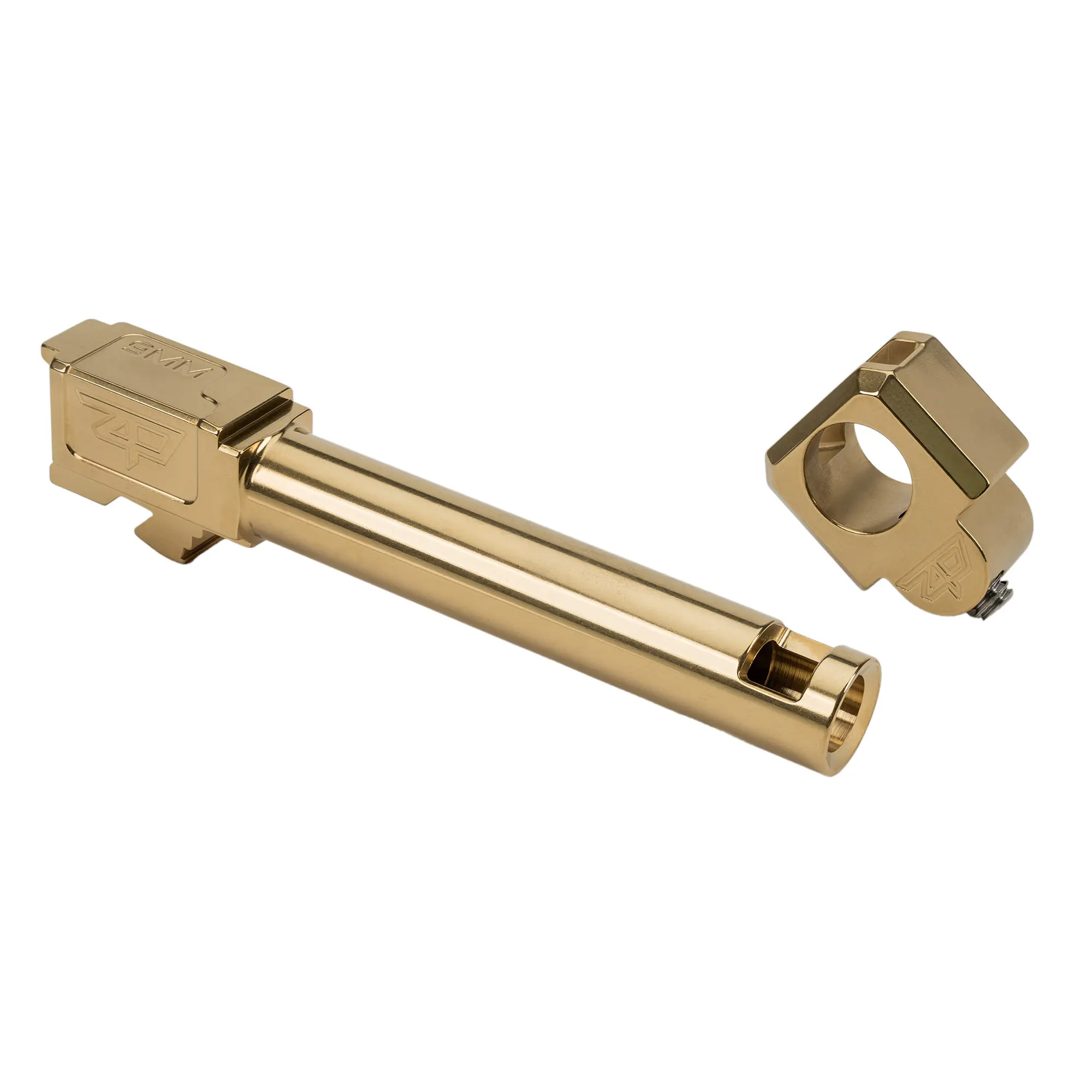 Zaffiri Precision Glock 19 Threadless Comp 9mm 4.5" Compensator - Gold